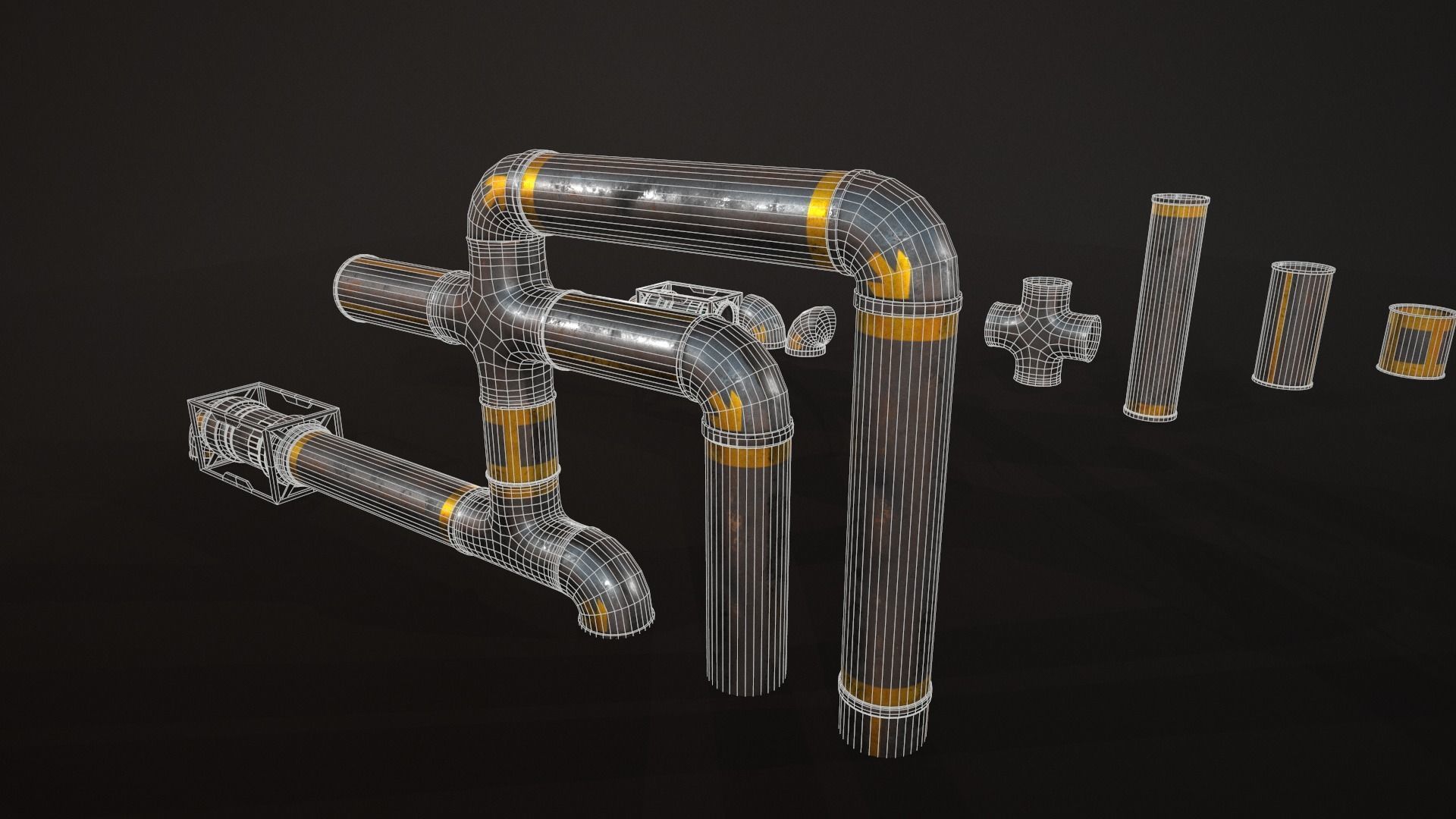 3D model Sci-Fi Pipes VR / AR / low-poly | CGTrader