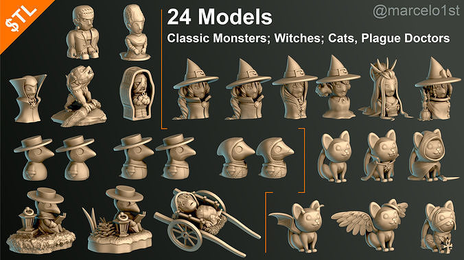 Halloween Pack 01 - Cute Spooky Decoration 3D model 3D printable | CGTrader