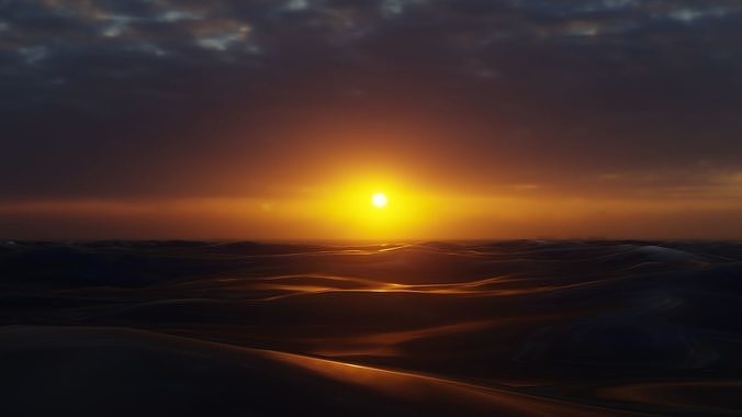 3D model ocean at sunset VR / AR / low-poly | CGTrader