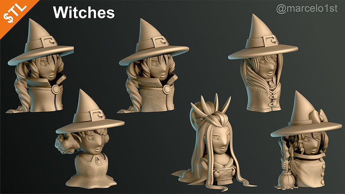 CLASSIC WITCHES HALLOWEEN DECORATION 3D model 3D printable | CGTrader