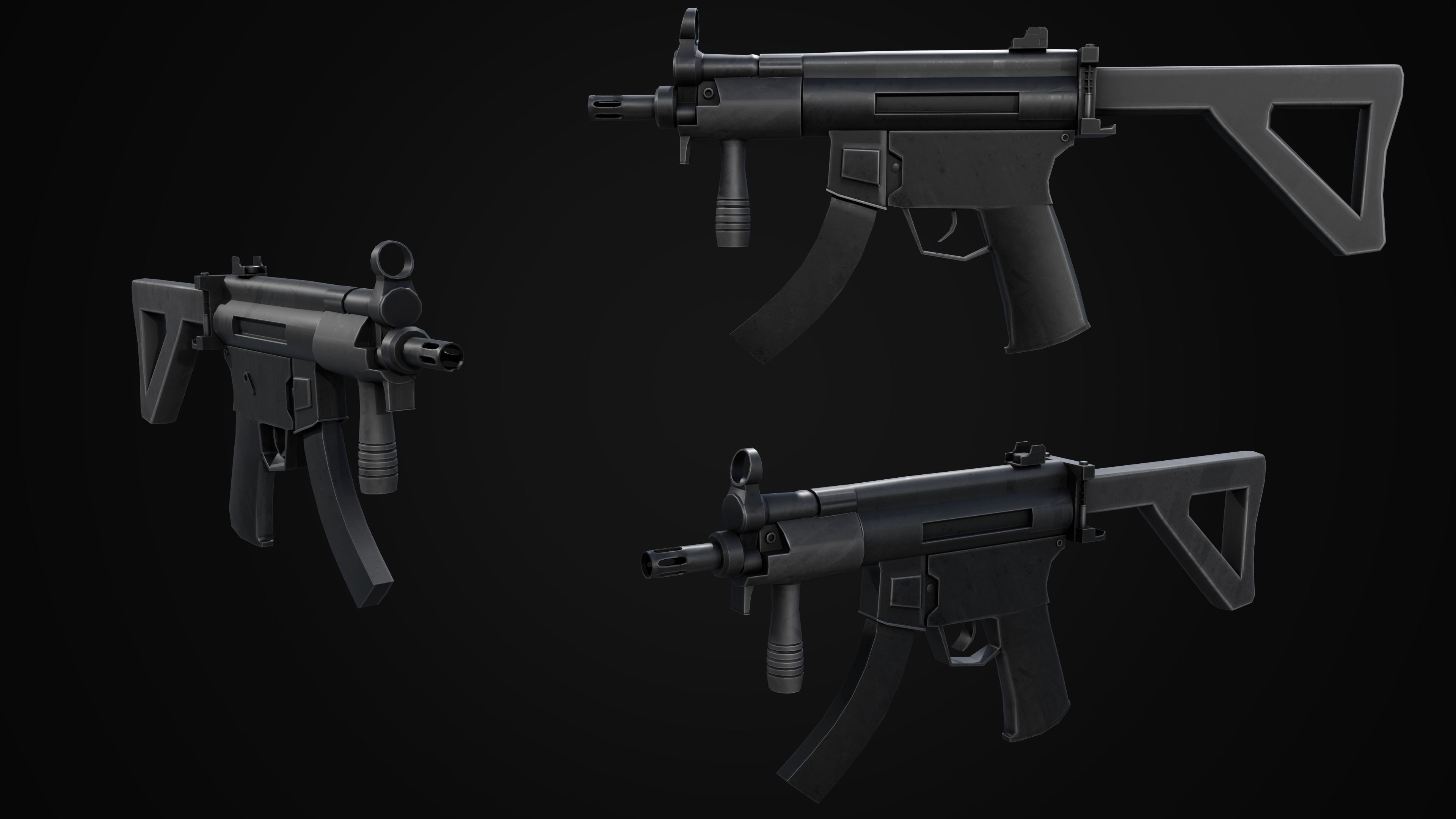 3D model Guns collection and other weapons in box VR / AR / low-poly ...