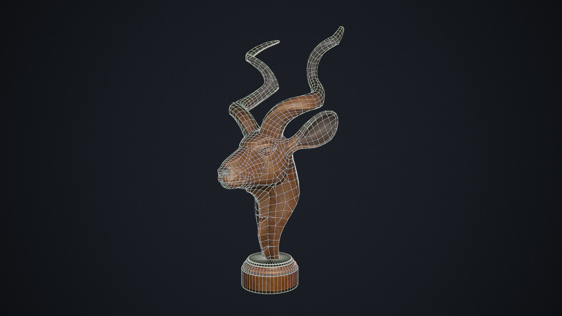 3D model Wooden Greater Kudu Statue VR / AR / low-poly | CGTrader