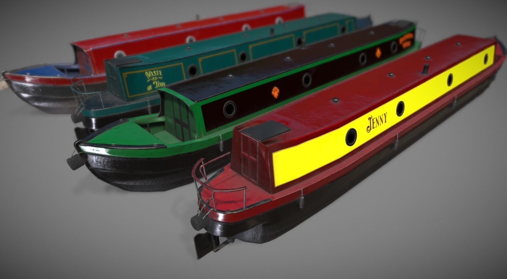 3D model Narrowboat british narrowboats VR / AR / low-poly | CGTrader