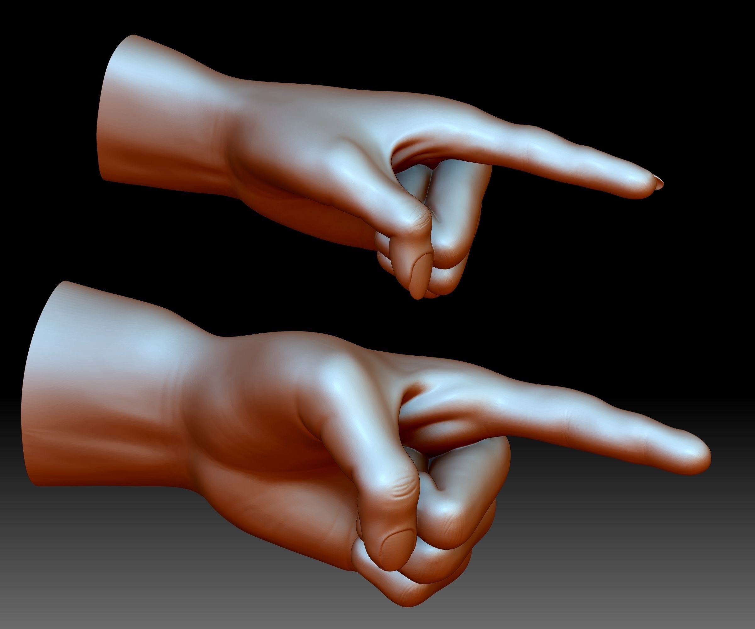 Hand point gesture STL file 3D printable model male female 3D model 3D ...