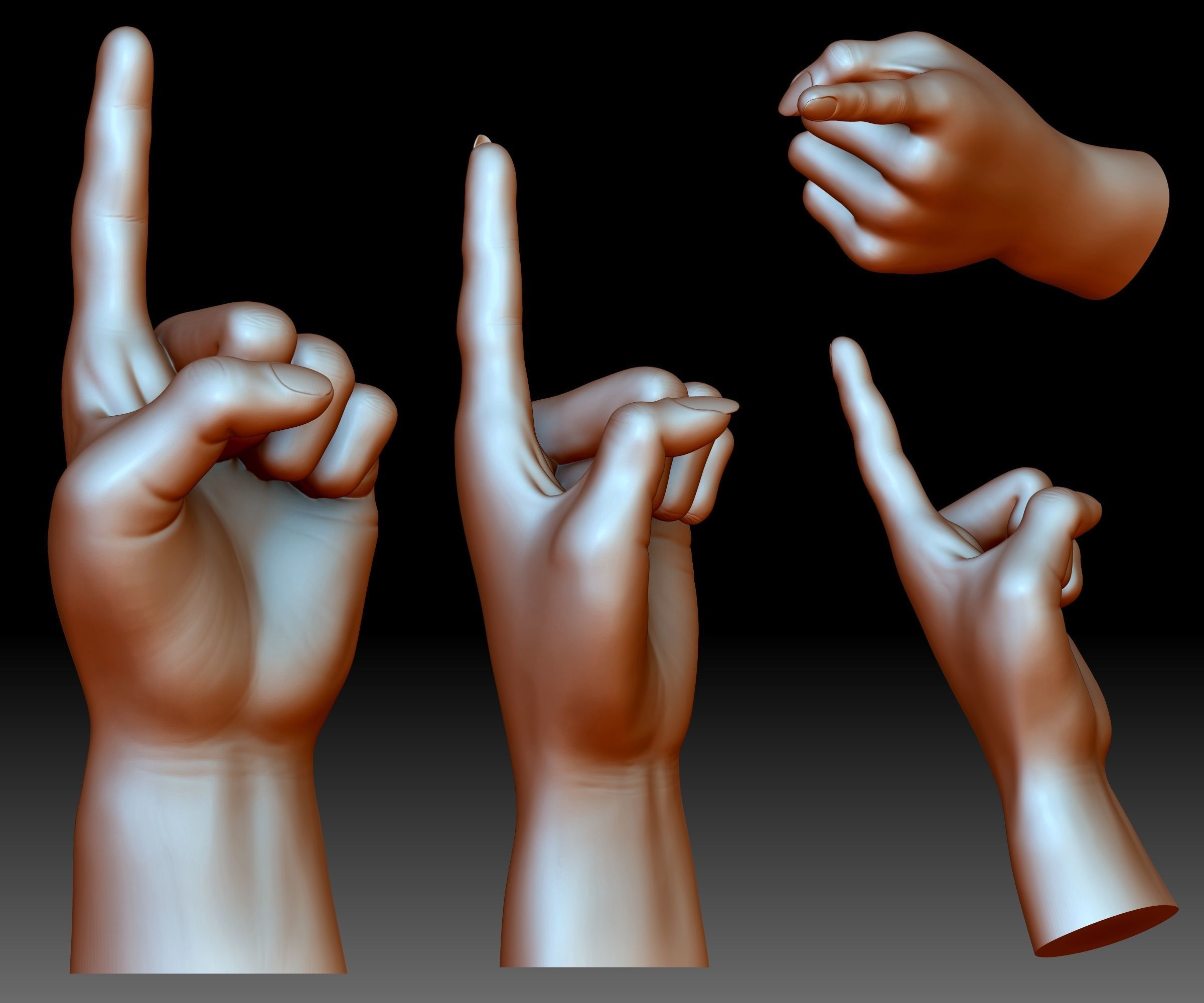 Hand point gesture STL file 3D printable model male female 3D model 3D ...