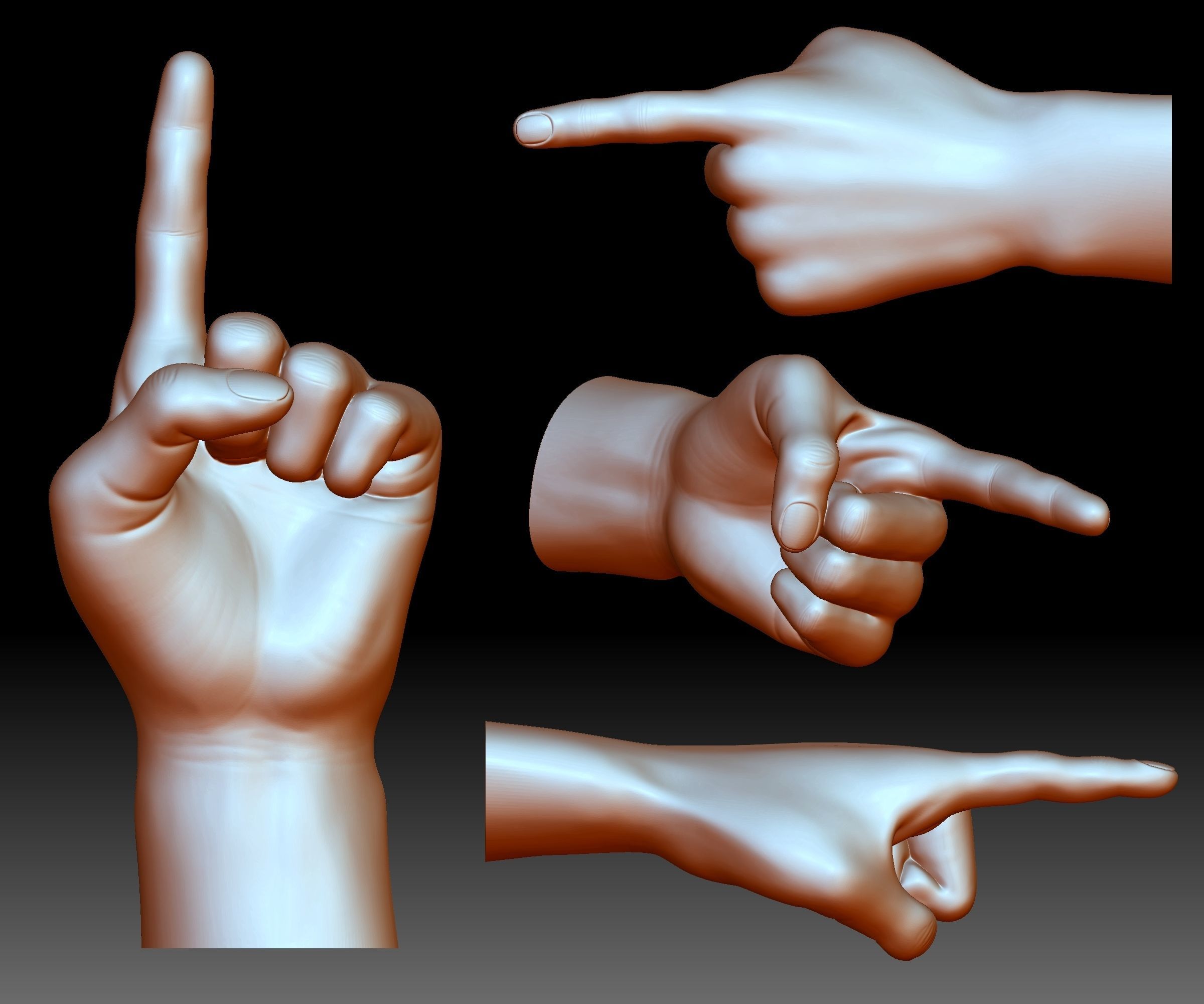 Hand point gesture STL file 3D printable model male female 3D model 3D ...