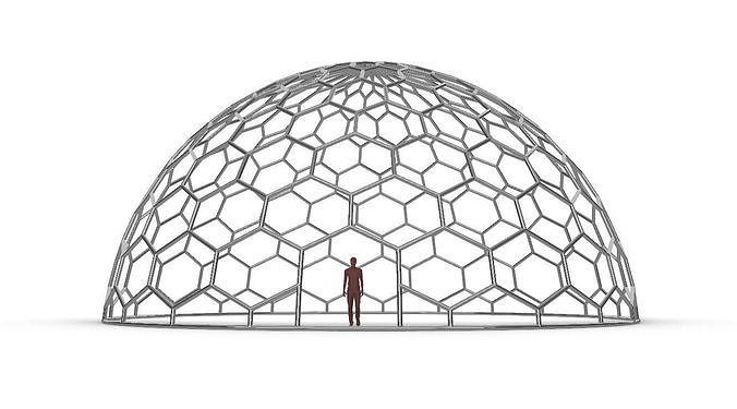 Hexagonal Dome structure Geodoesic Like Wireframe Design 3D model ...