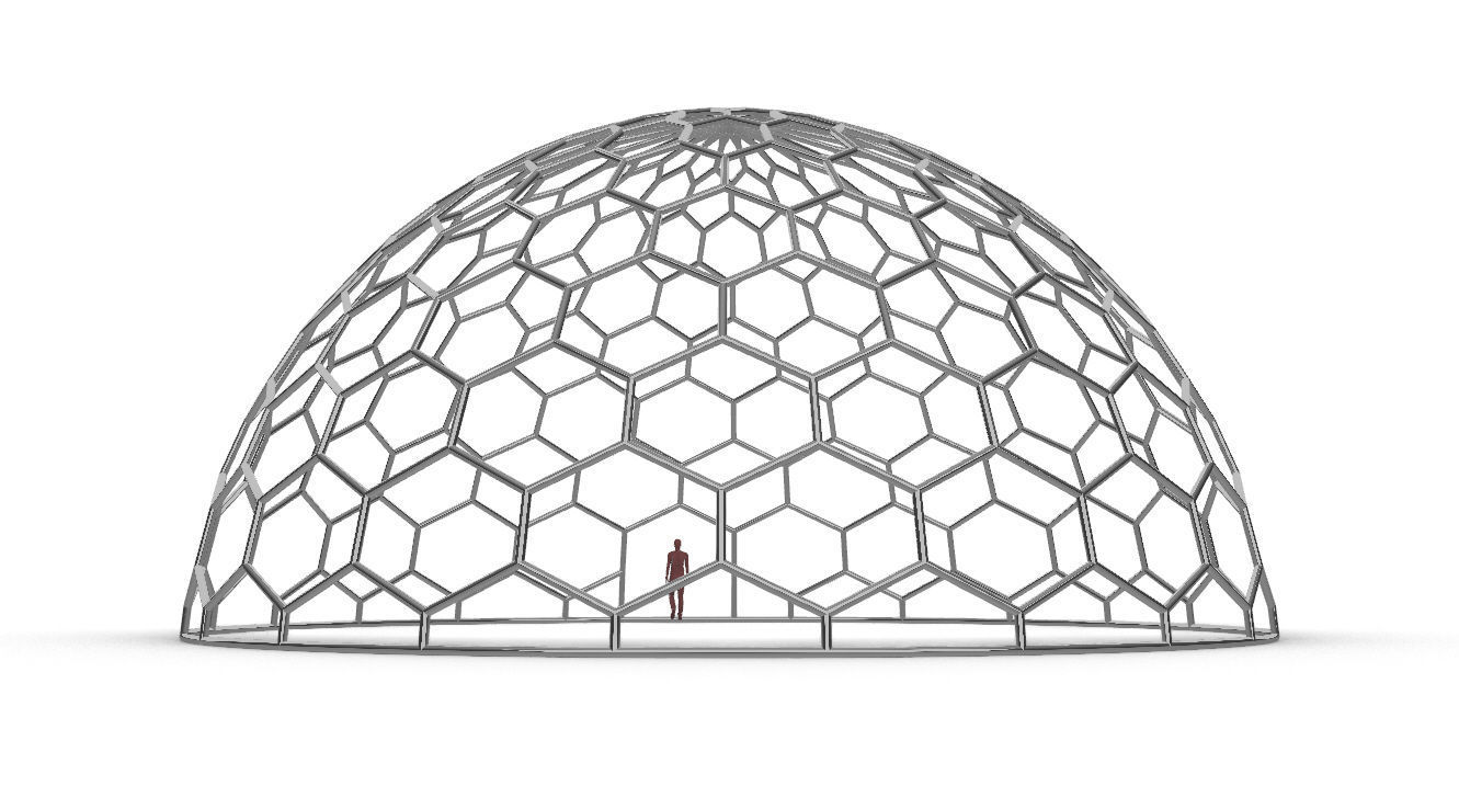 Hexagonal Dome structure Geodoesic Like Wireframe Design 3D model ...