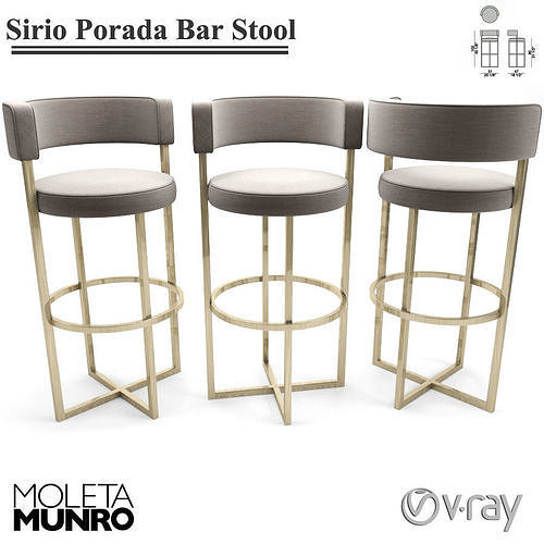 Sirio Porada Bar Stool 3D model | CGTrader