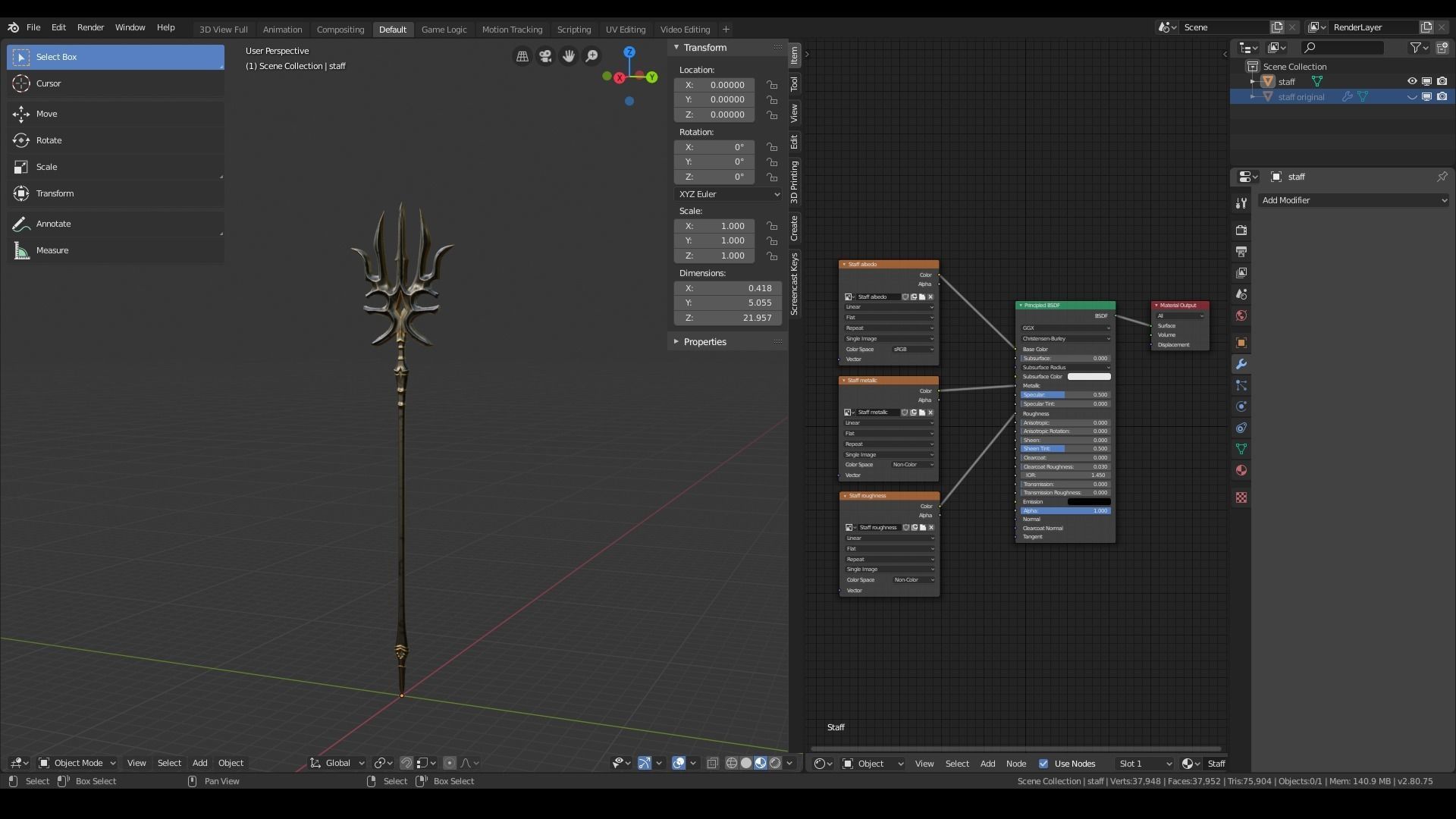 3D model Magic Staff VR / AR / low-poly | CGTrader