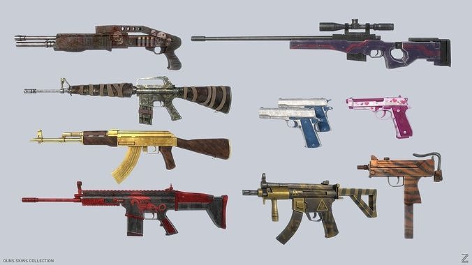 Guns Collection with skin VR / AR / low-poly | CGTrader