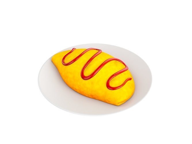 Omelet pastry on plate 3D model | CGTrader