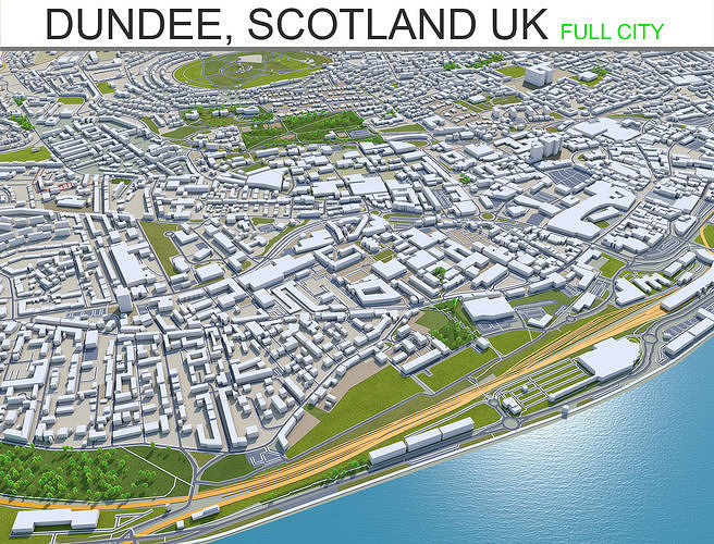 3D model Dundee City in Scotland UK 60km VR / AR / low-poly | CGTrader