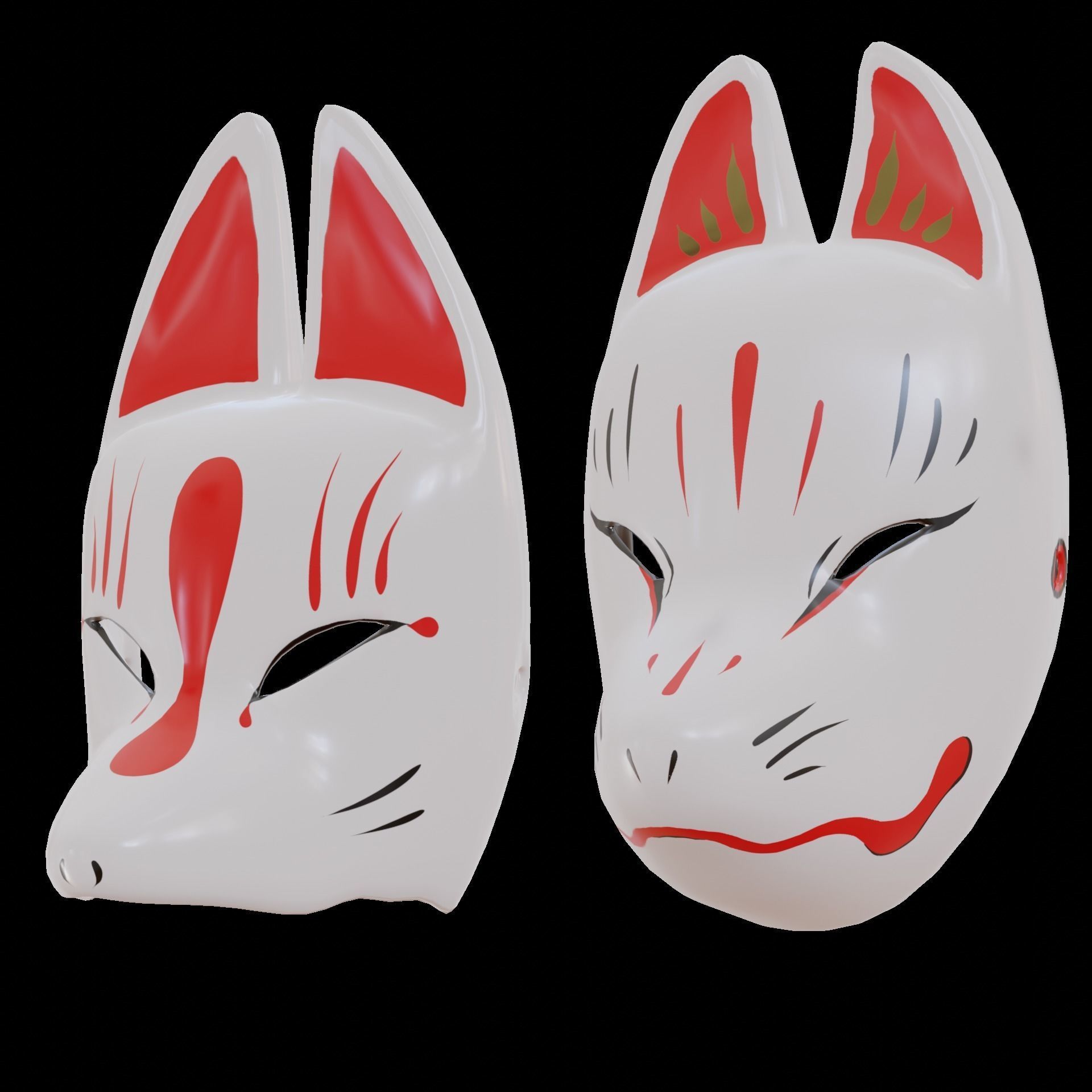Kitsune masks 2in1 Noh Theatre Mask Japanese 3D model | CGTrader