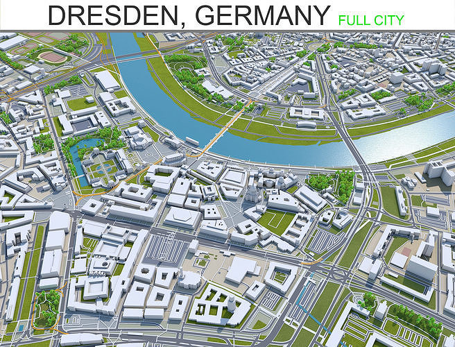 3D model Dresden City Germany 40km VR / AR / low-poly | CGTrader