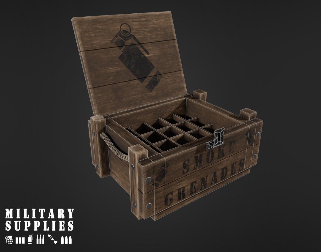 3D model Military Supplies Pack - Smoke Grenade Boxes VR / AR / low ...