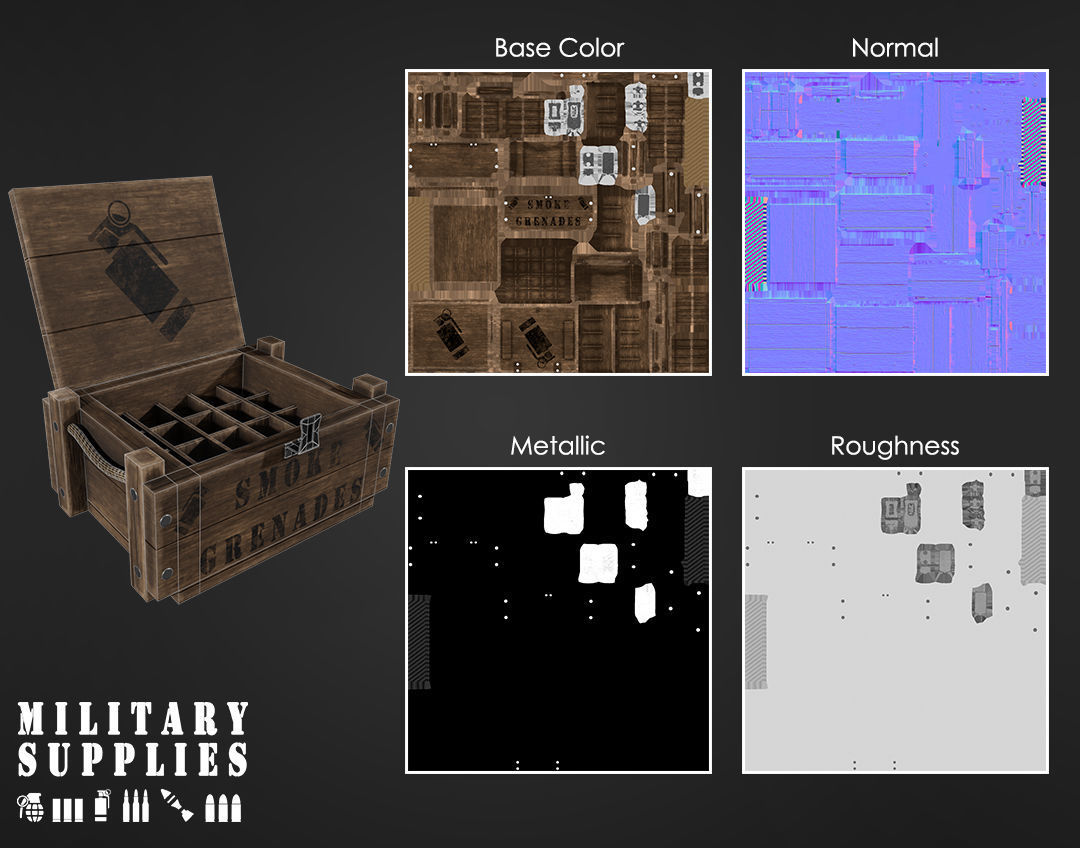 3D model Military Supplies Pack - Smoke Grenade Boxes VR / AR / low ...