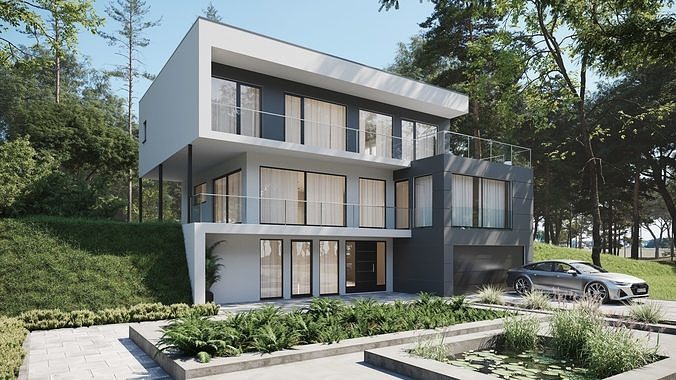 3D model Modern house VR / AR / low-poly | CGTrader