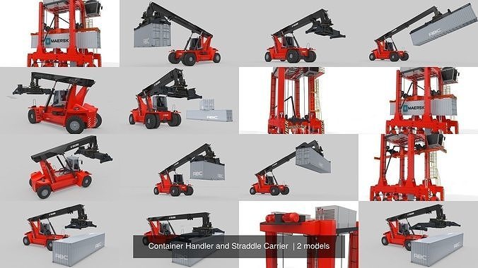 Container Handler and Straddle Carrier 3D Model Collection | CGTrader