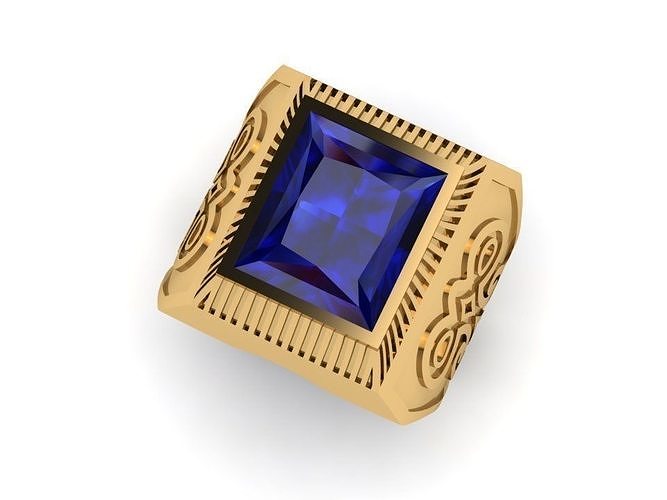 RECTANGLE STONE RING 3D model 3D printable | CGTrader