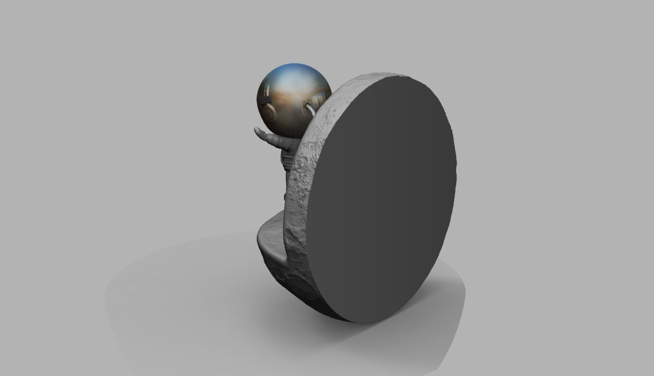 CUTE CHIBI SPACEMAN ON EDGE OF MOON 3D PRINT MODEL 3D model 3D ...