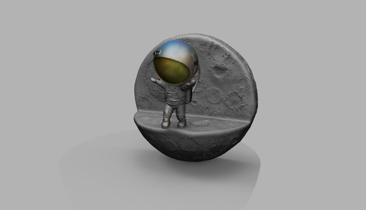 CUTE CHIBI SPACEMAN ON EDGE OF MOON 3D PRINT MODEL 3D model 3D ...