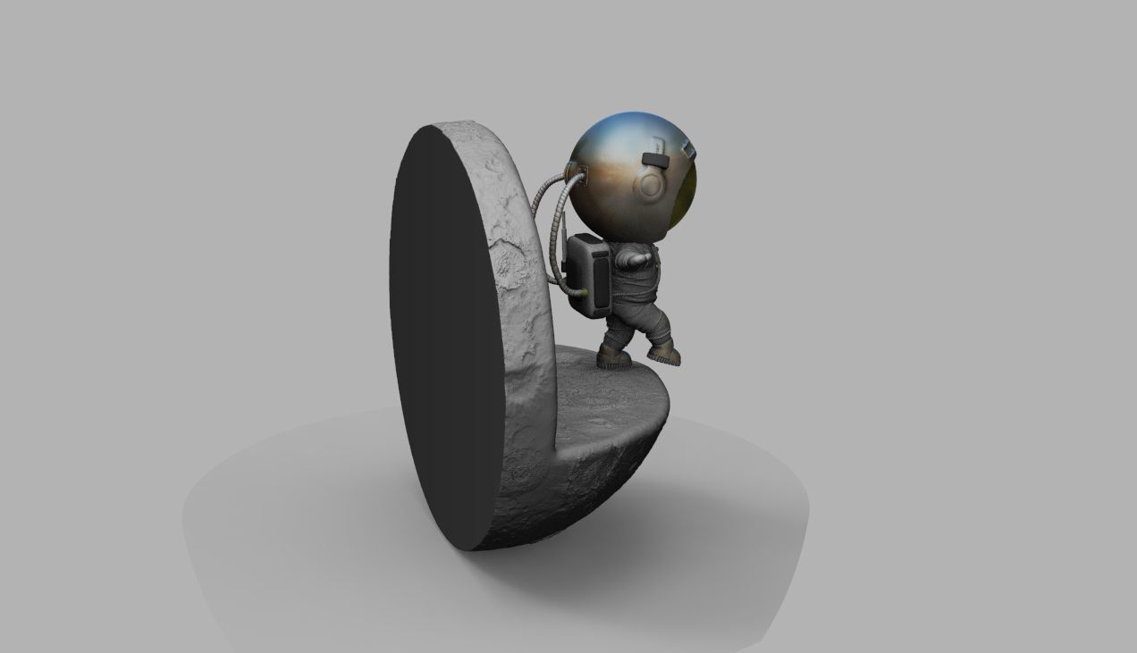 CUTE CHIBI SPACEMAN ON EDGE OF MOON 3D PRINT MODEL 3D model 3D ...