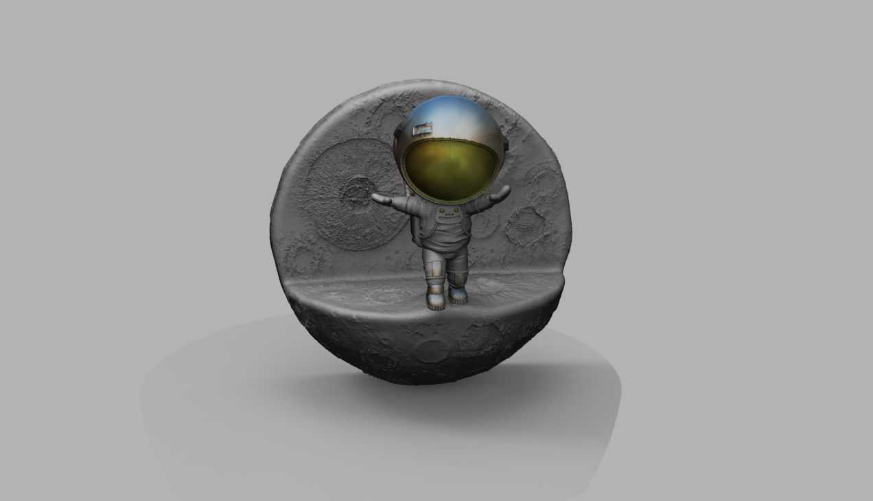 CUTE CHIBI SPACEMAN ON EDGE OF MOON 3D PRINT MODEL 3D model 3D ...
