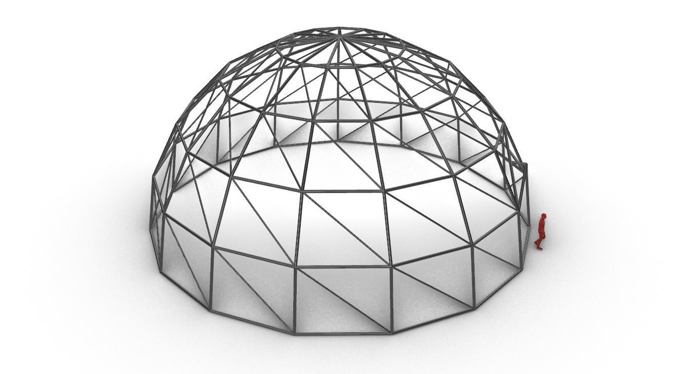 Dome wire-frame structure with Diagonal reinforcement and entry 3D ...