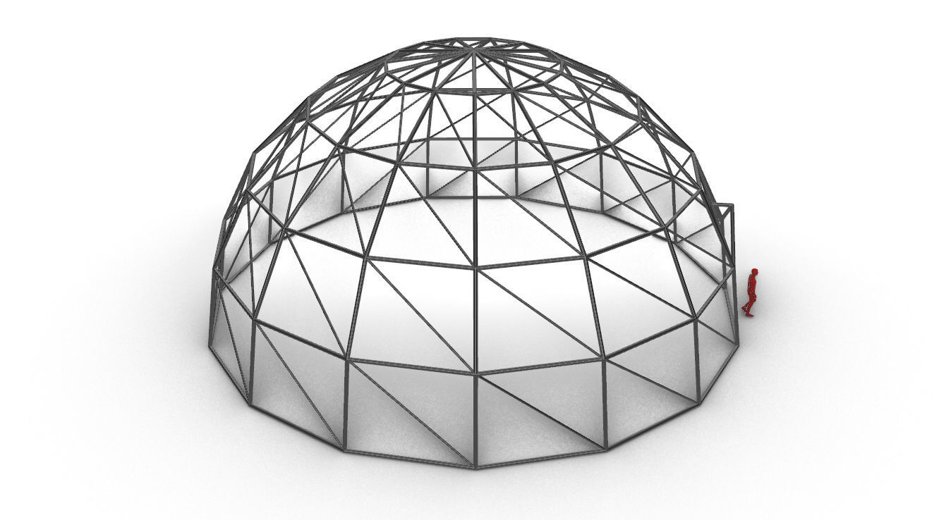 Dome wire-frame structure with Diagonal reinforcement and entry 3D ...
