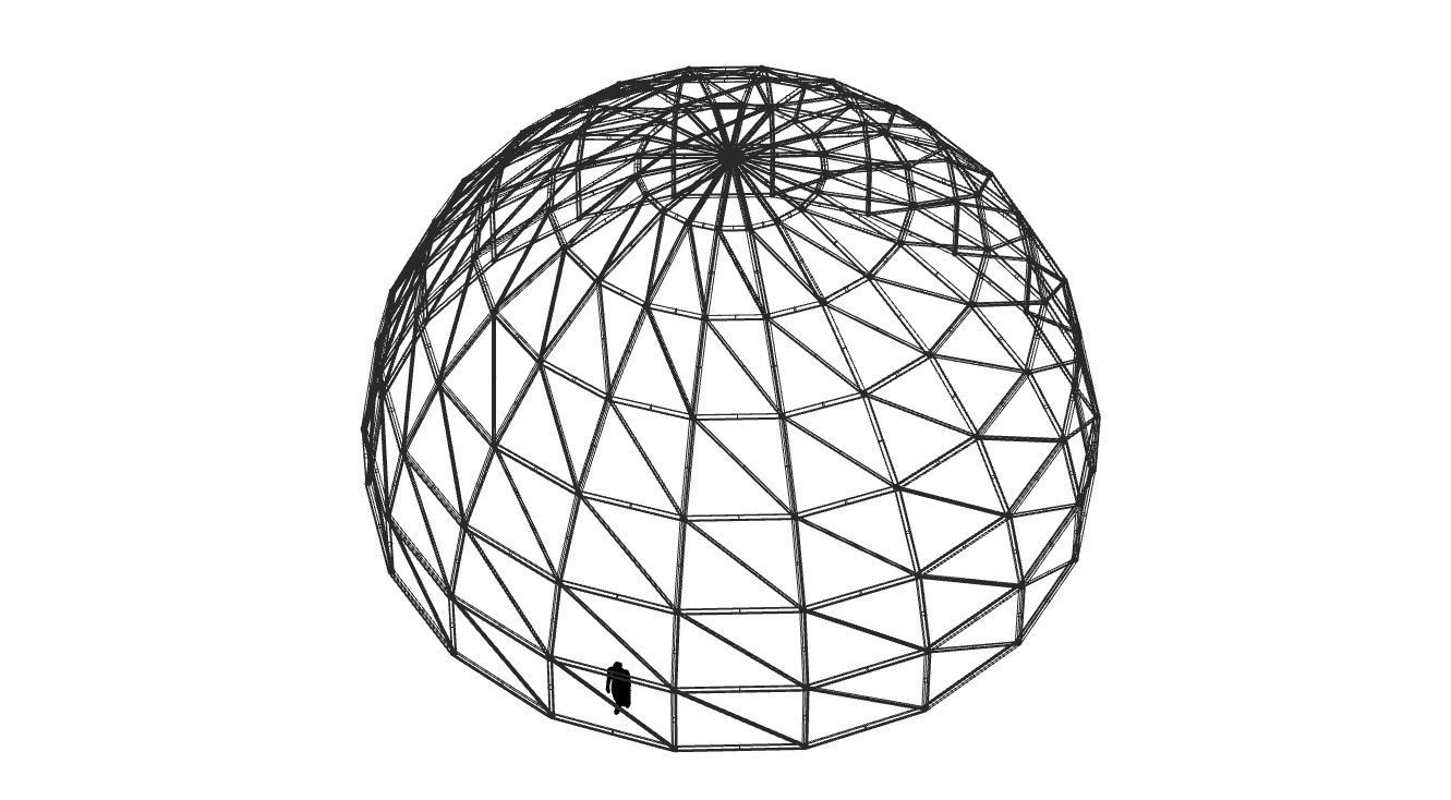 Dome wire-frame structure with Diagonal reinforcement v2 3D model ...