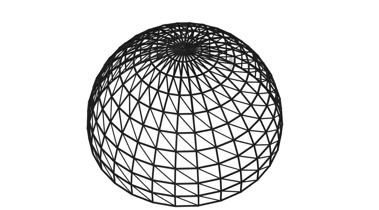 Dome wire-frame structure with Diagonal reinforcement v3 3D model ...