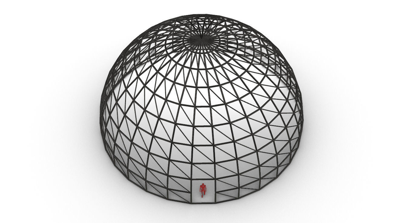 Dome wire-frame structure with Diagonal reinforcement v3 3D model ...