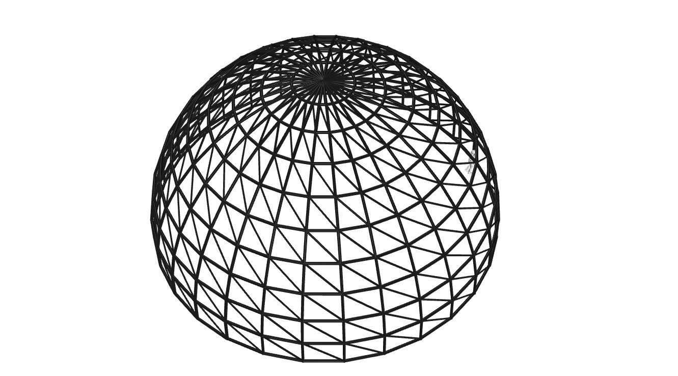 Dome wire-frame structure with Diagonal reinforcement v3 3D model ...