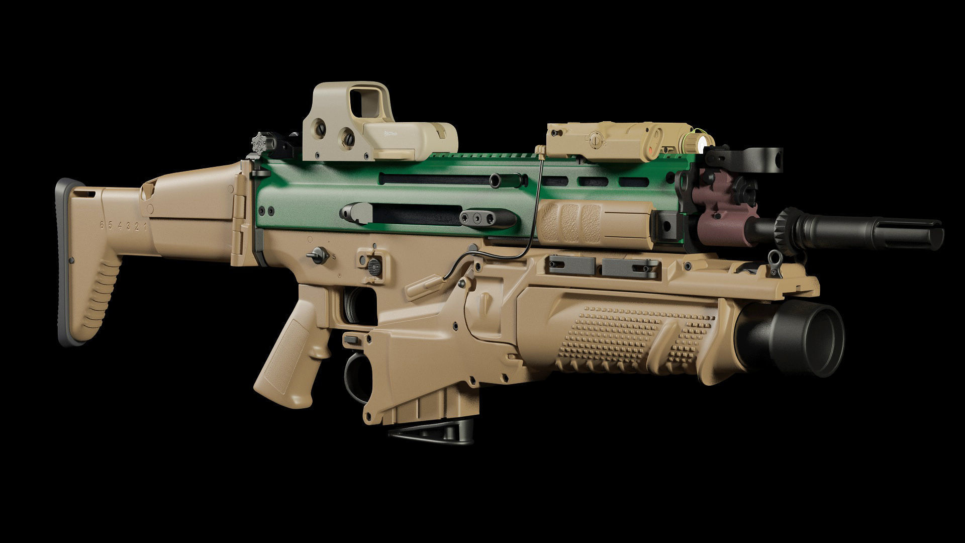 FN SCAR-H 3D Model With Equipments 3D model | CGTrader
