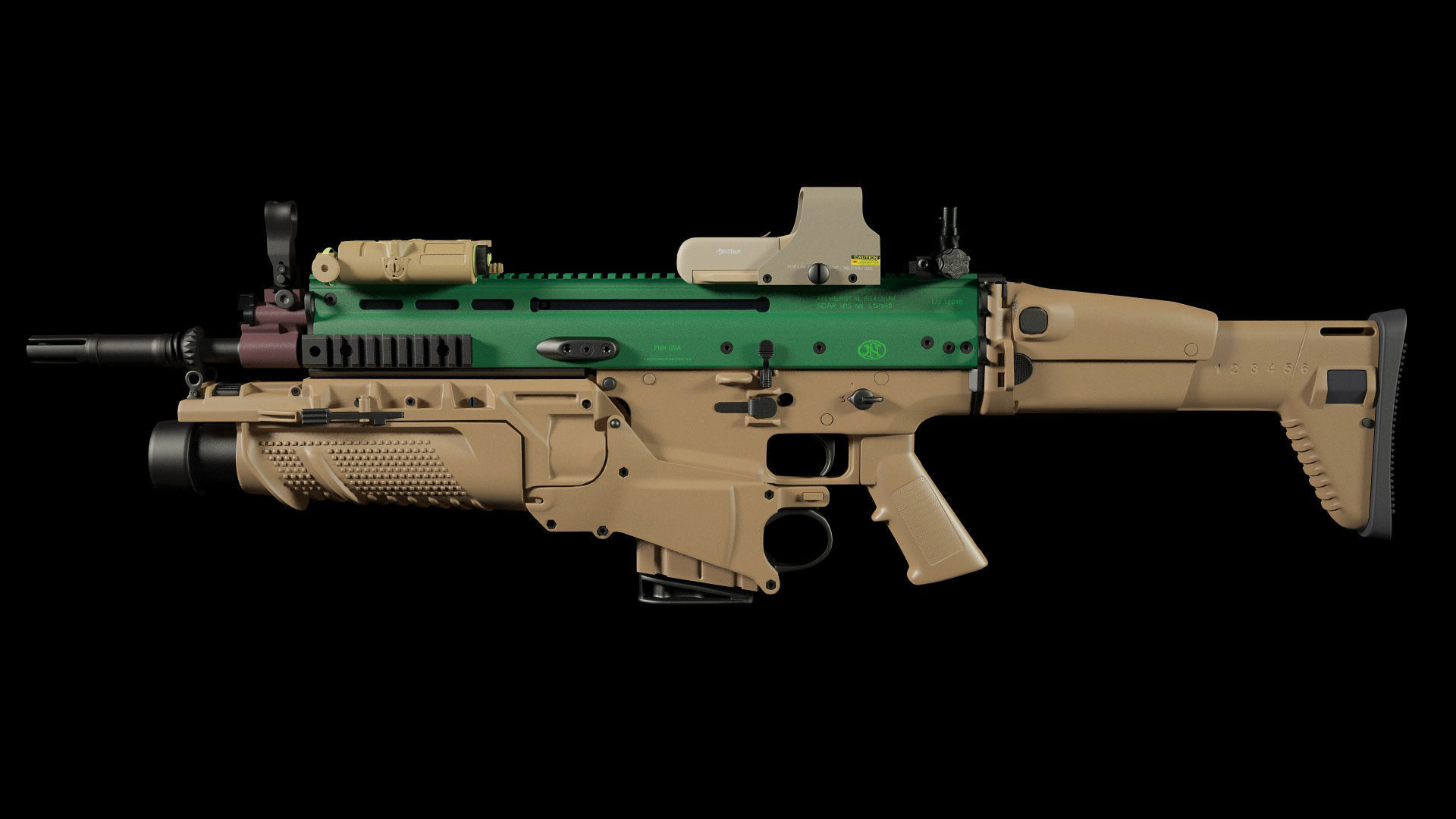 FN SCAR-H 3D Model With Equipments 3D model | CGTrader