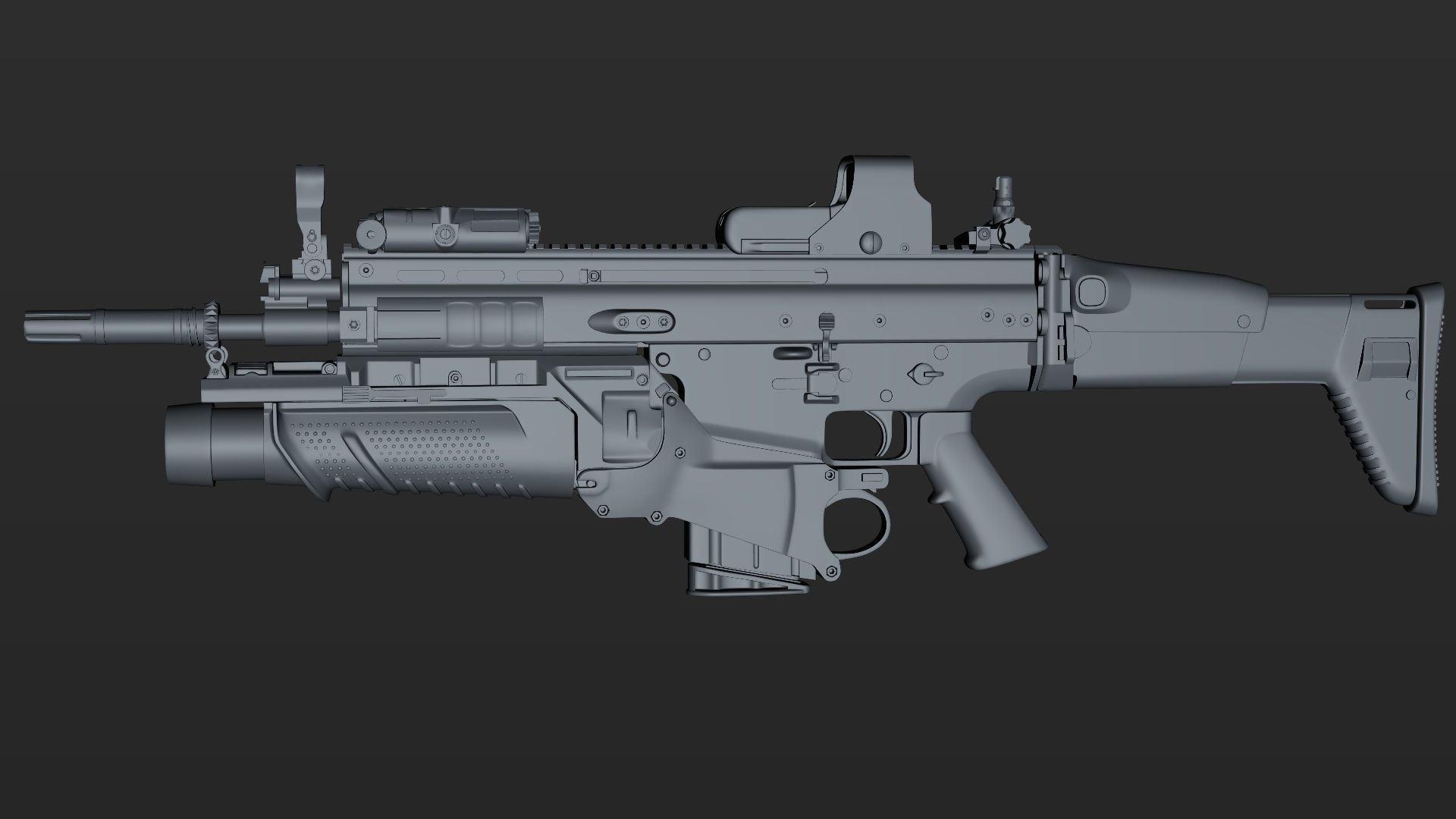 FN SCAR-H 3D Model With Equipments 3D model | CGTrader