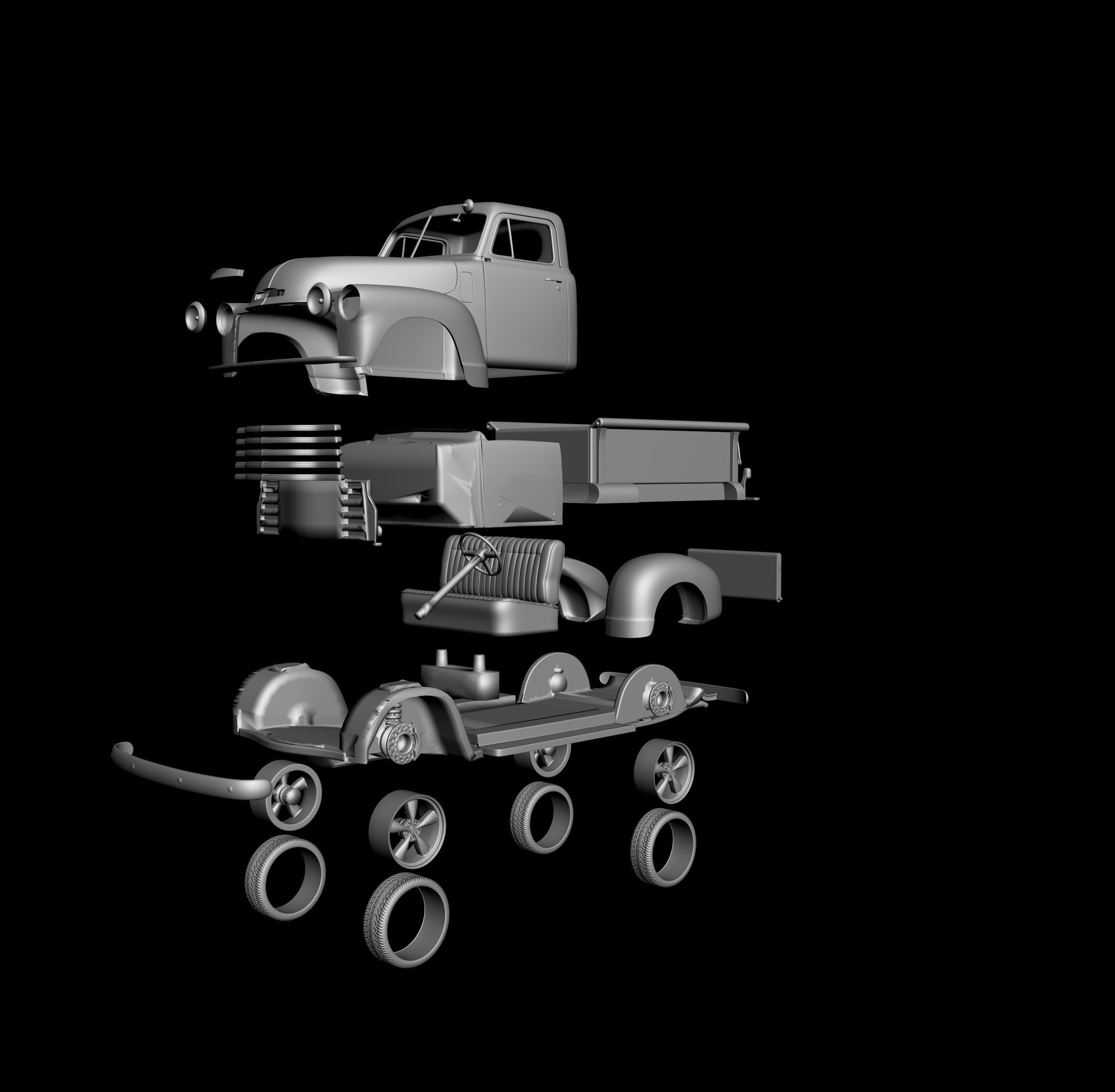 Chevrolet 3100 Pickup 1950 Classic for 3D Printing STL File 3D model 3D ...