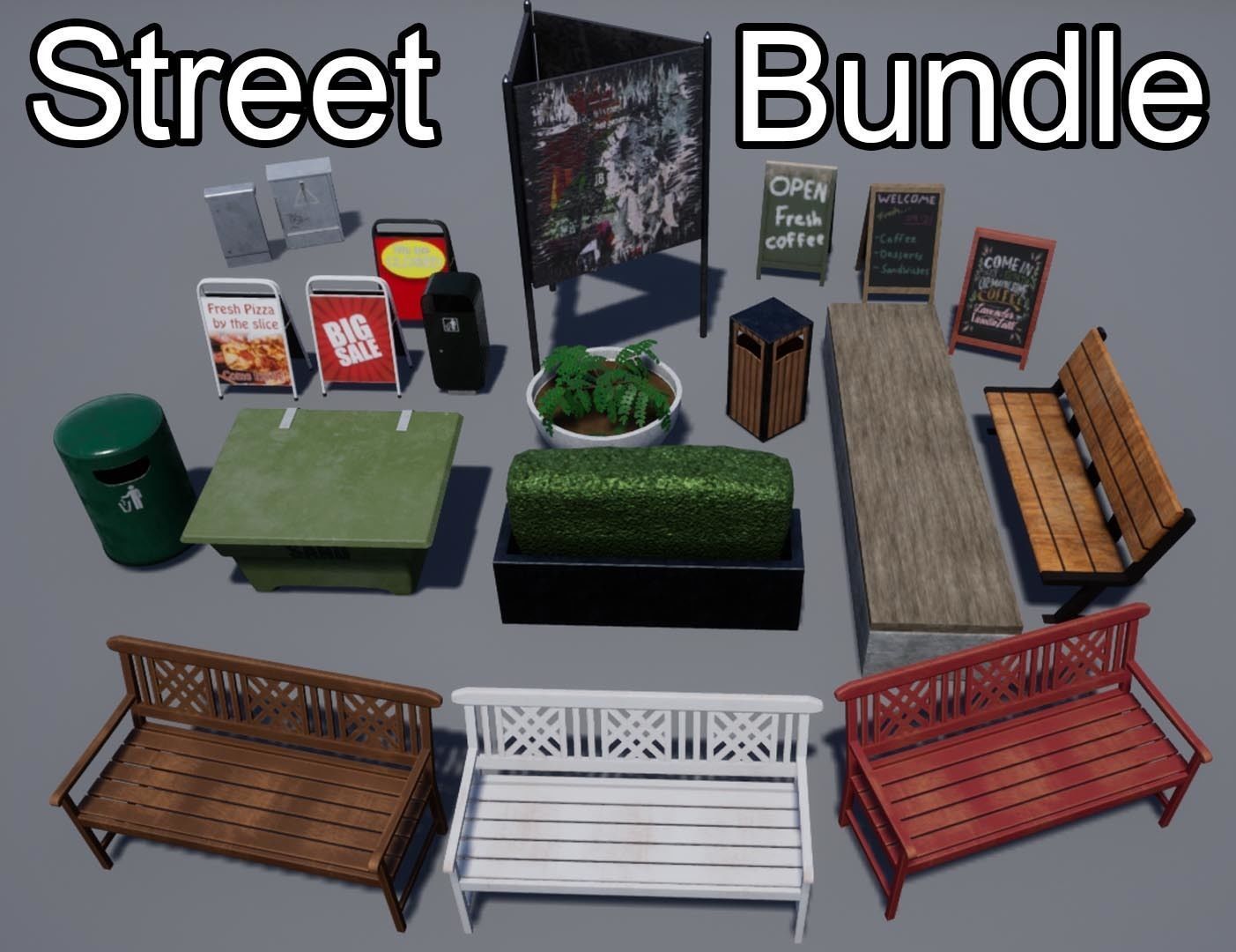 3D Model Collection Street Stuff Bundle VR / AR / low-poly | CGTrader