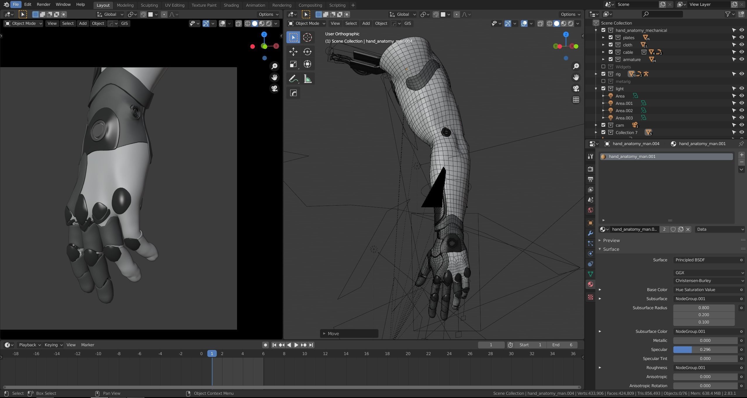 FPS hand anatomy mechanical 04 3D model animated rigged | CGTrader