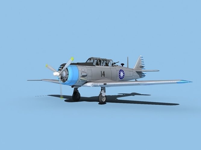 North American AT-6 Texan V08 ROCAF 3D model animated rigged | CGTrader