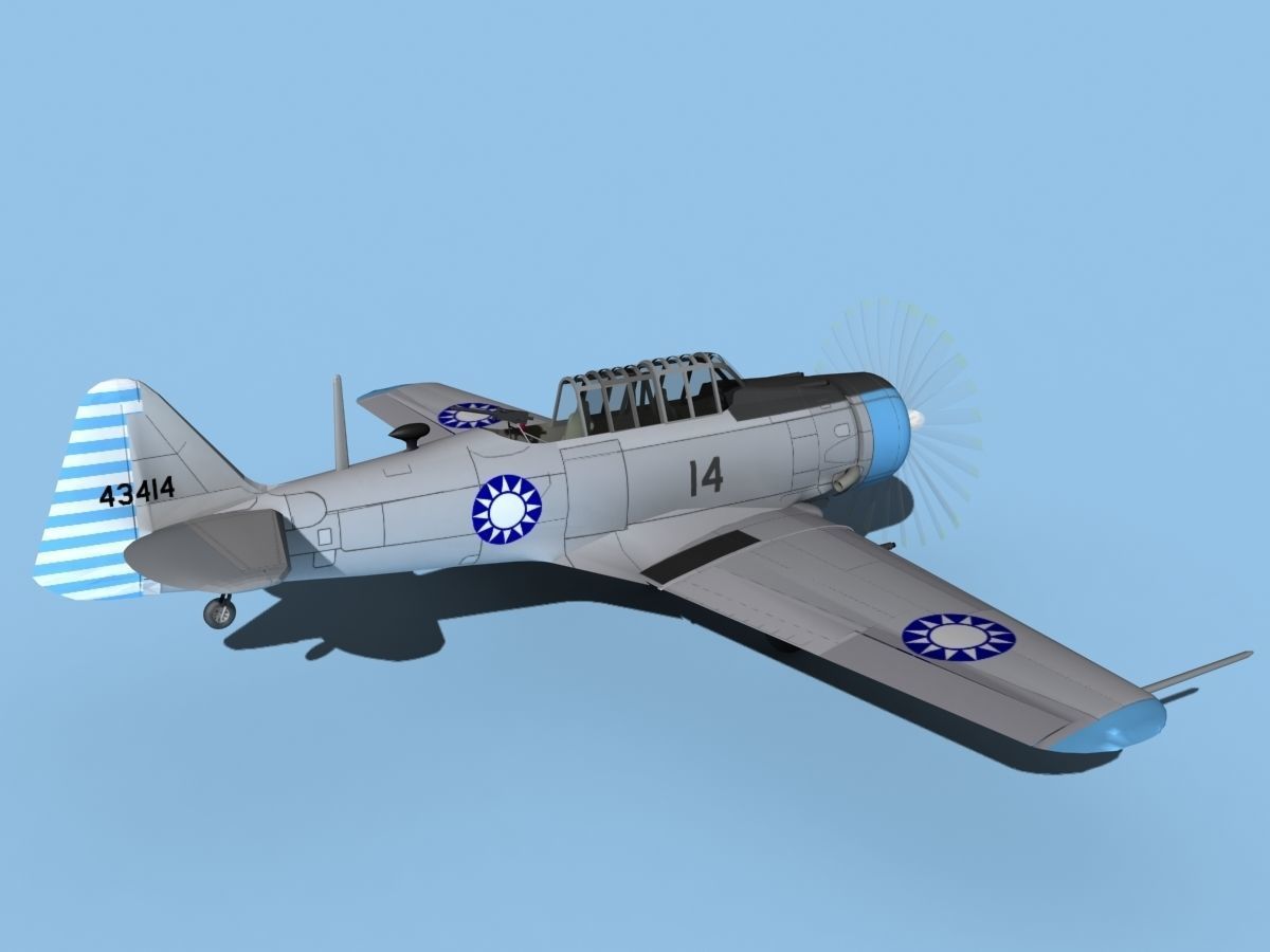 North American AT-6 Texan V08 ROCAF 3D model animated rigged | CGTrader