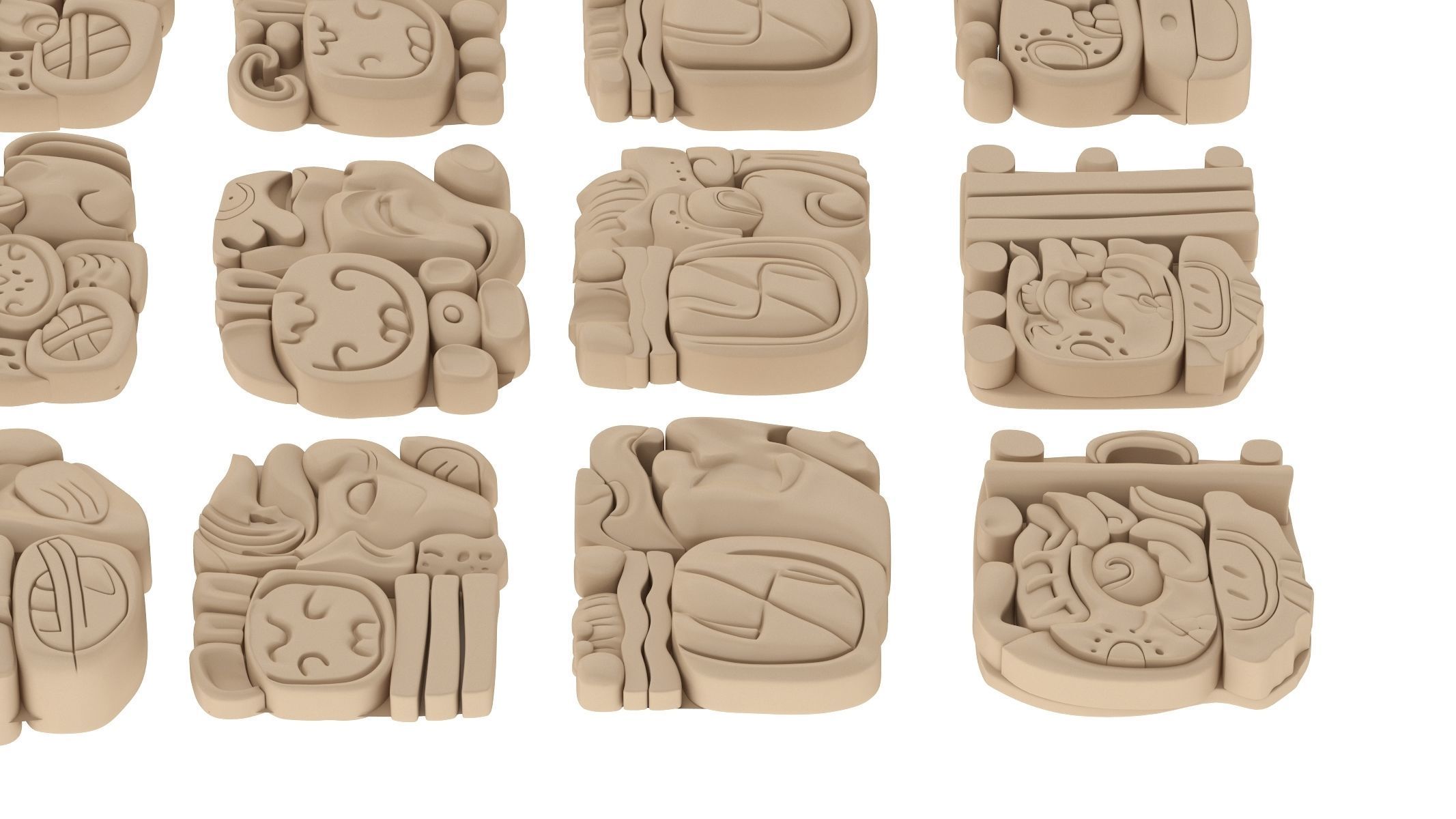Mayan Alphabet 3D model | CGTrader