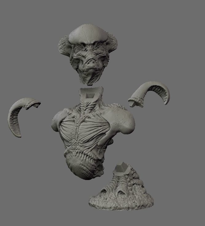 Alien Bust inspired in Giger 3D model 3D printable | CGTrader