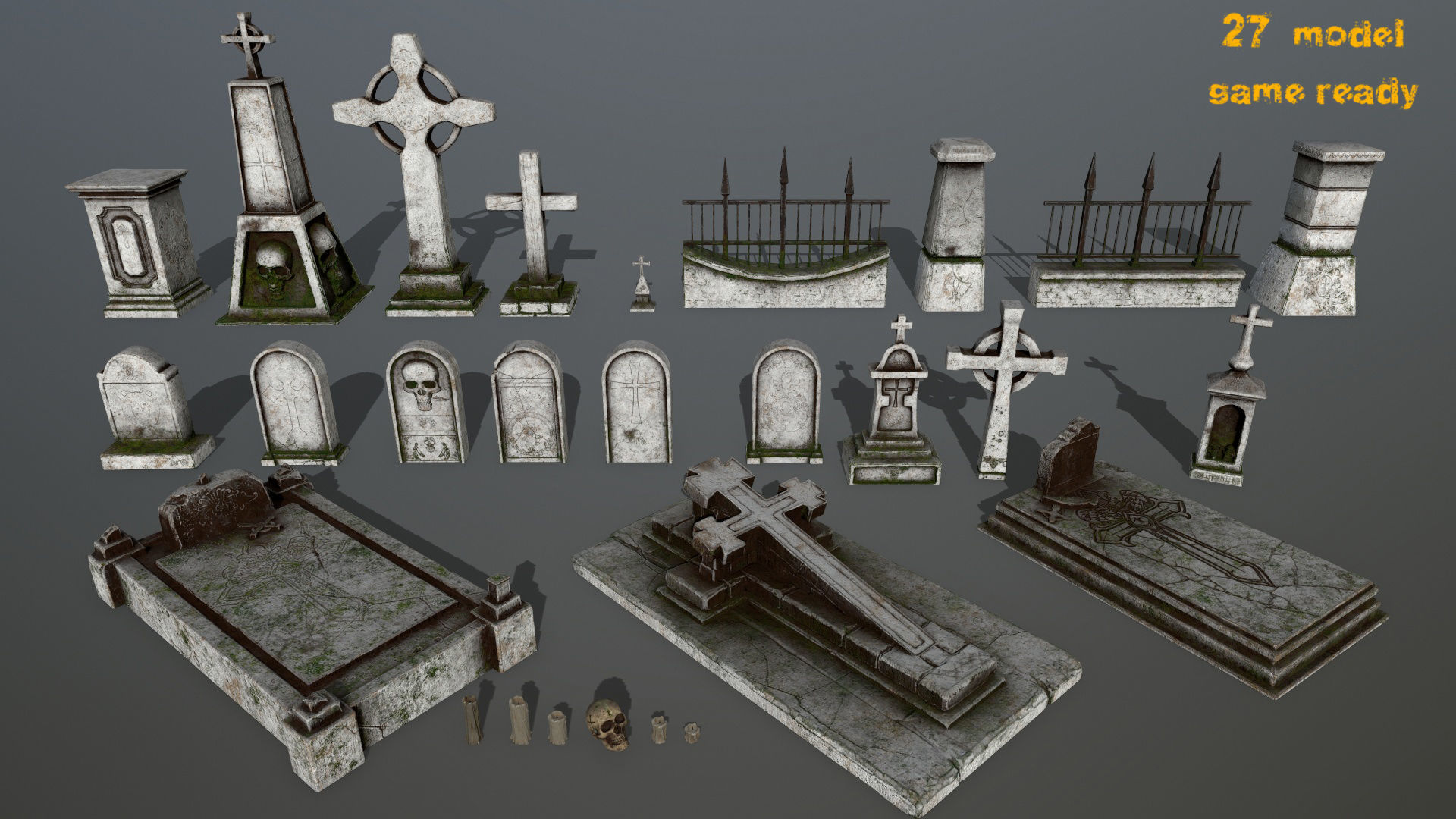 3D model tombstone set two tombstones VR / AR / low-poly | CGTrader