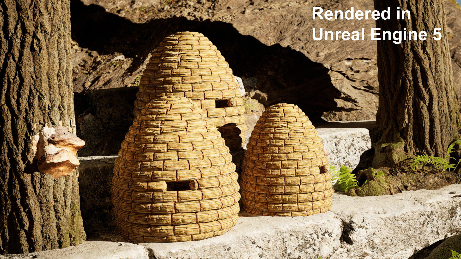 3D model Traditional honey bee skep hive VR / AR / low-poly | CGTrader