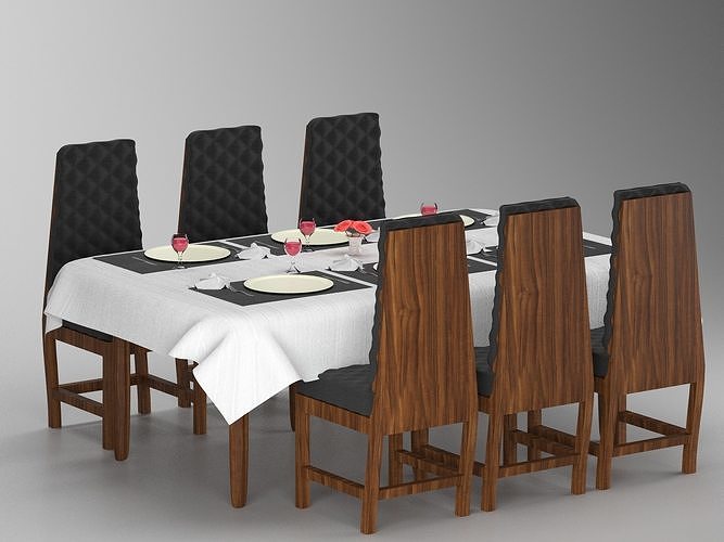 dining table-table set free VR / AR / low-poly 3D model | CGTrader