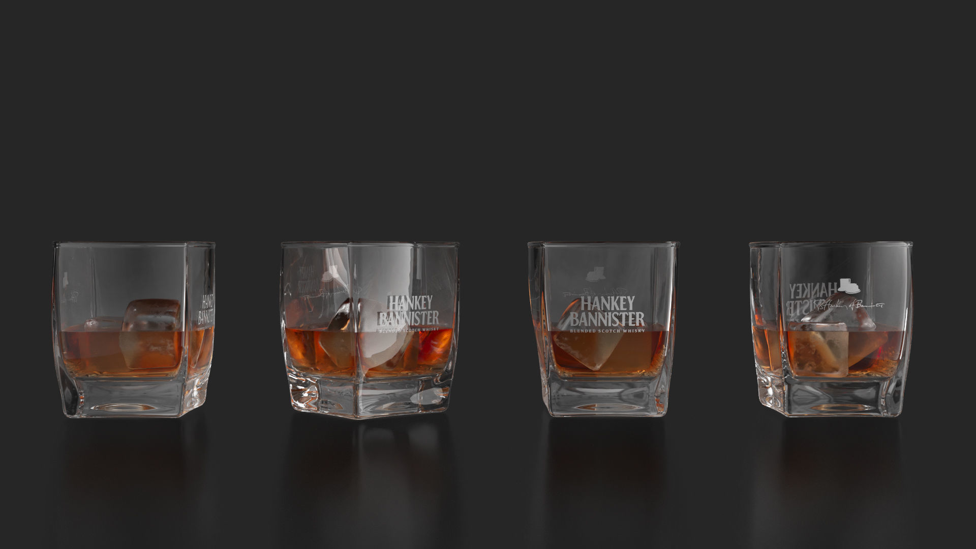 Hankey Bannister 21 YO Scotch Premium Whisky with Glass Drink 3D model ...