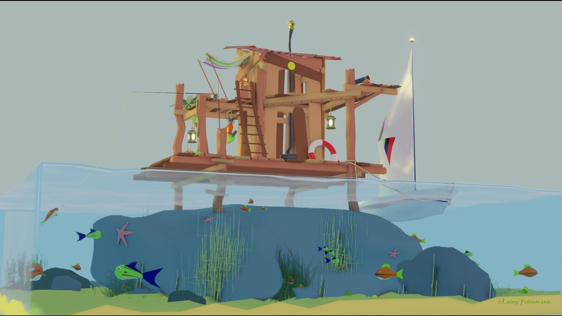 Fishing Shack Scene 3D model | CGTrader