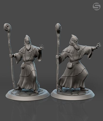 Wizard miniature 75mm scale 3D model 3D printable | CGTrader